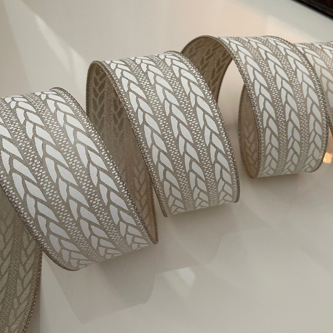 2.5” Beige & Cream Rope Pattern Wired Ribbon - Sold by the Yard - Etsy