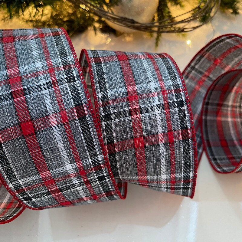 Gray Plaid Ribbon - Etsy