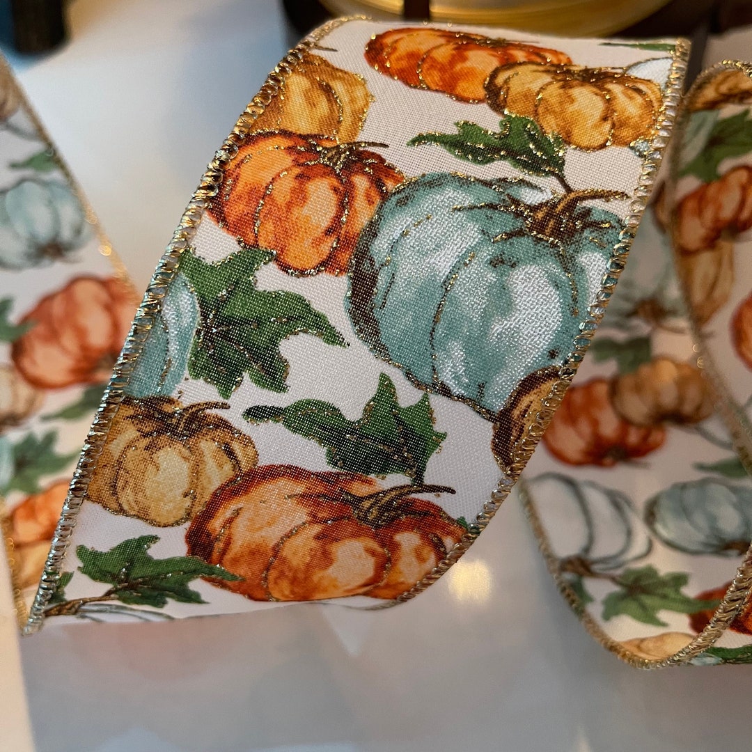 2.5” Colorful Sparkle Pumpkin Wired Ribbon #282 - Sold by the Yard - Etsy