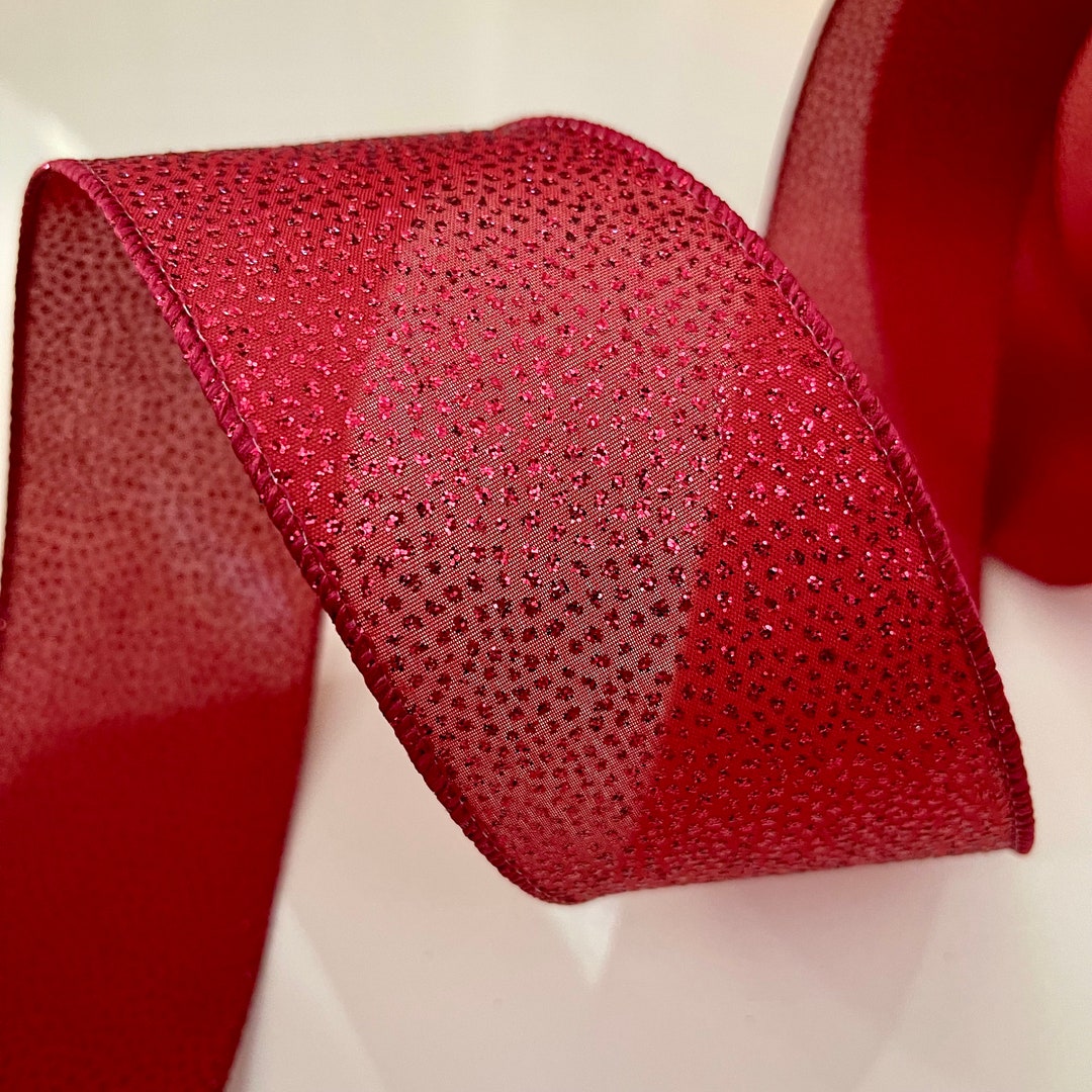 2.5” Ruby Red Glitter Dot Wired Ribbon - Sold by the Yard - Etsy