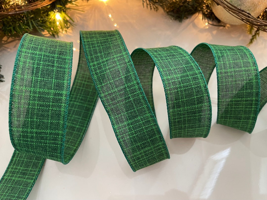 1.5" Green Wired Ribbon #98 - Sold by the Yard - Sold by the Yard - Etsy