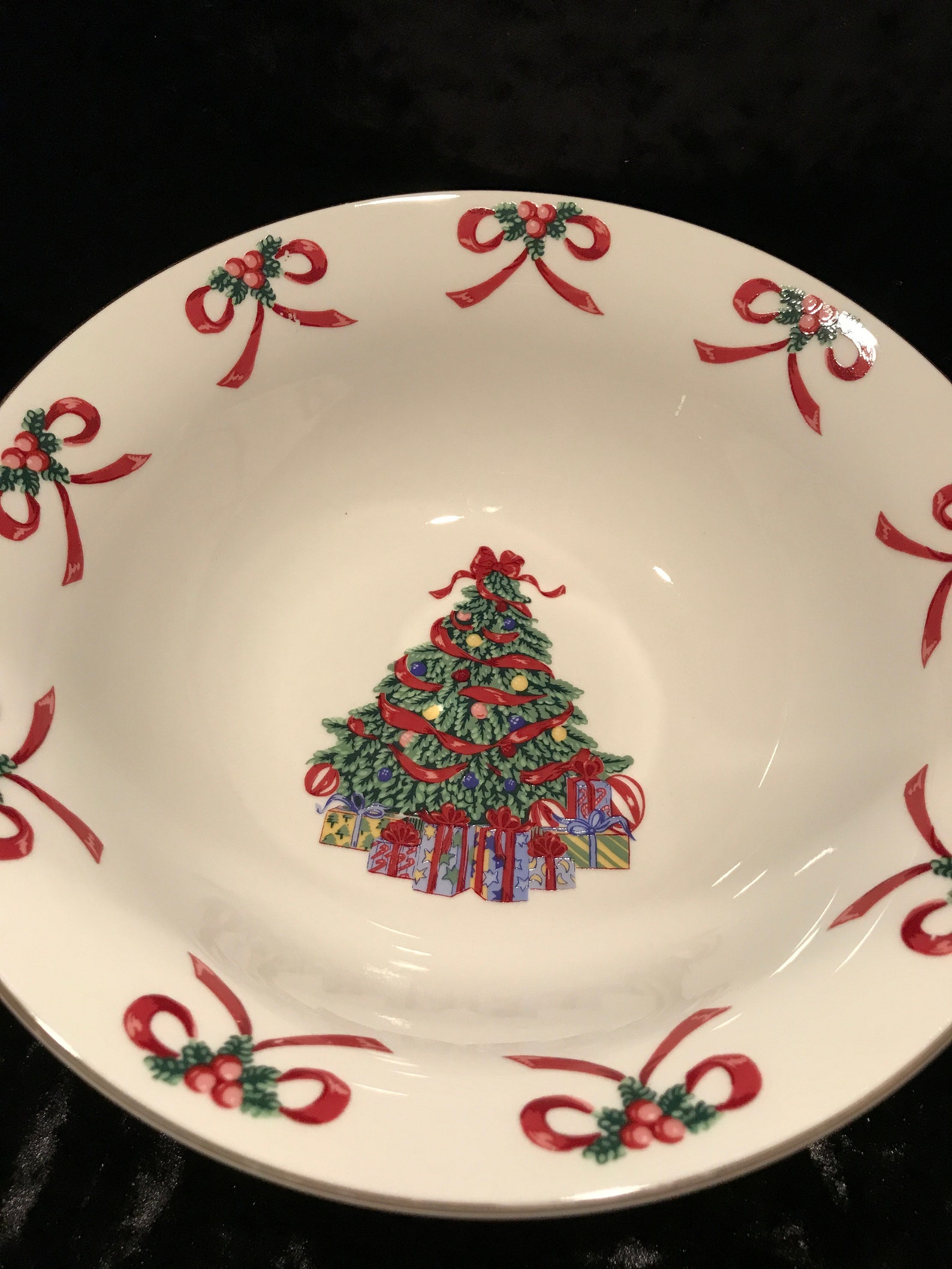 Gibson Housewares Vintage Christmas Tree Plates & Bowl Set | Etsy