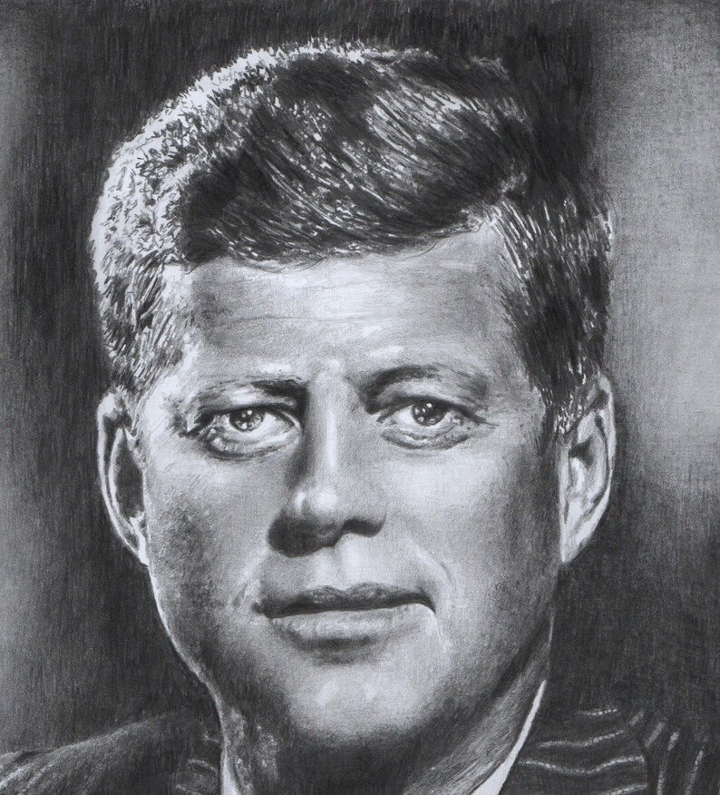 John F. Kennedy, Custom Pencil Portraits, Hand Drawn Portraits, Drawing ...