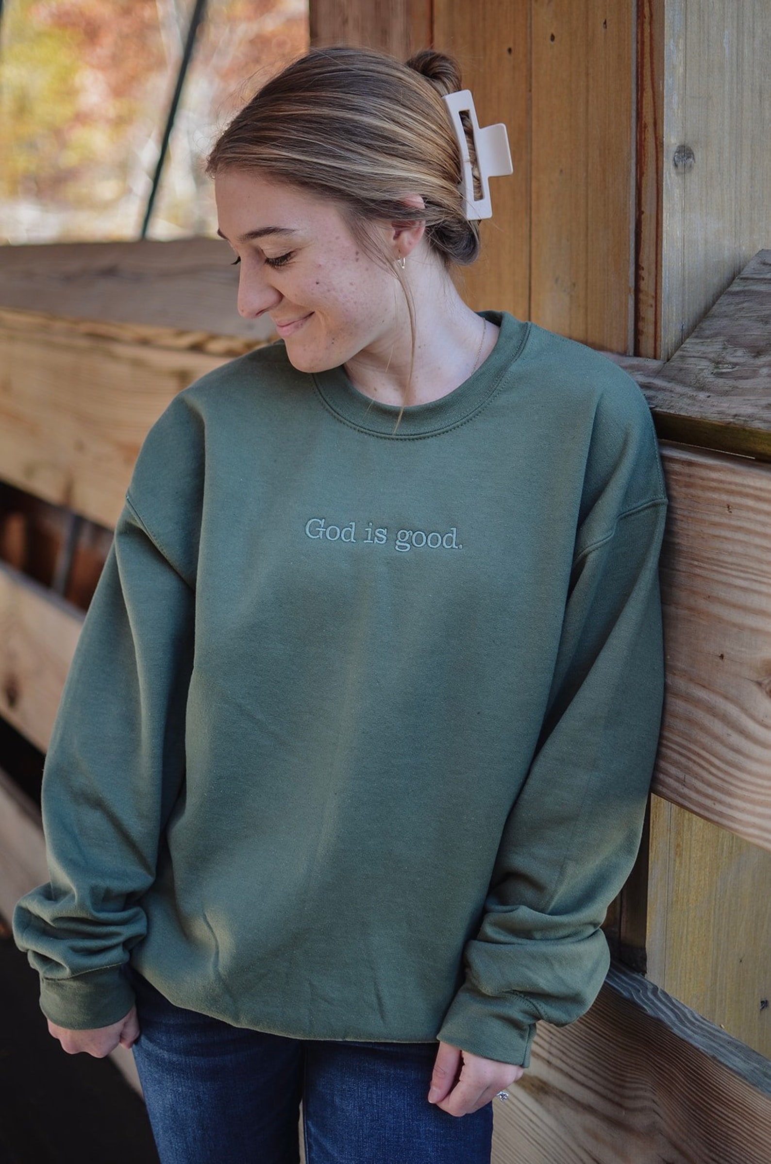 God is Good. Crew Military Green - Etsy