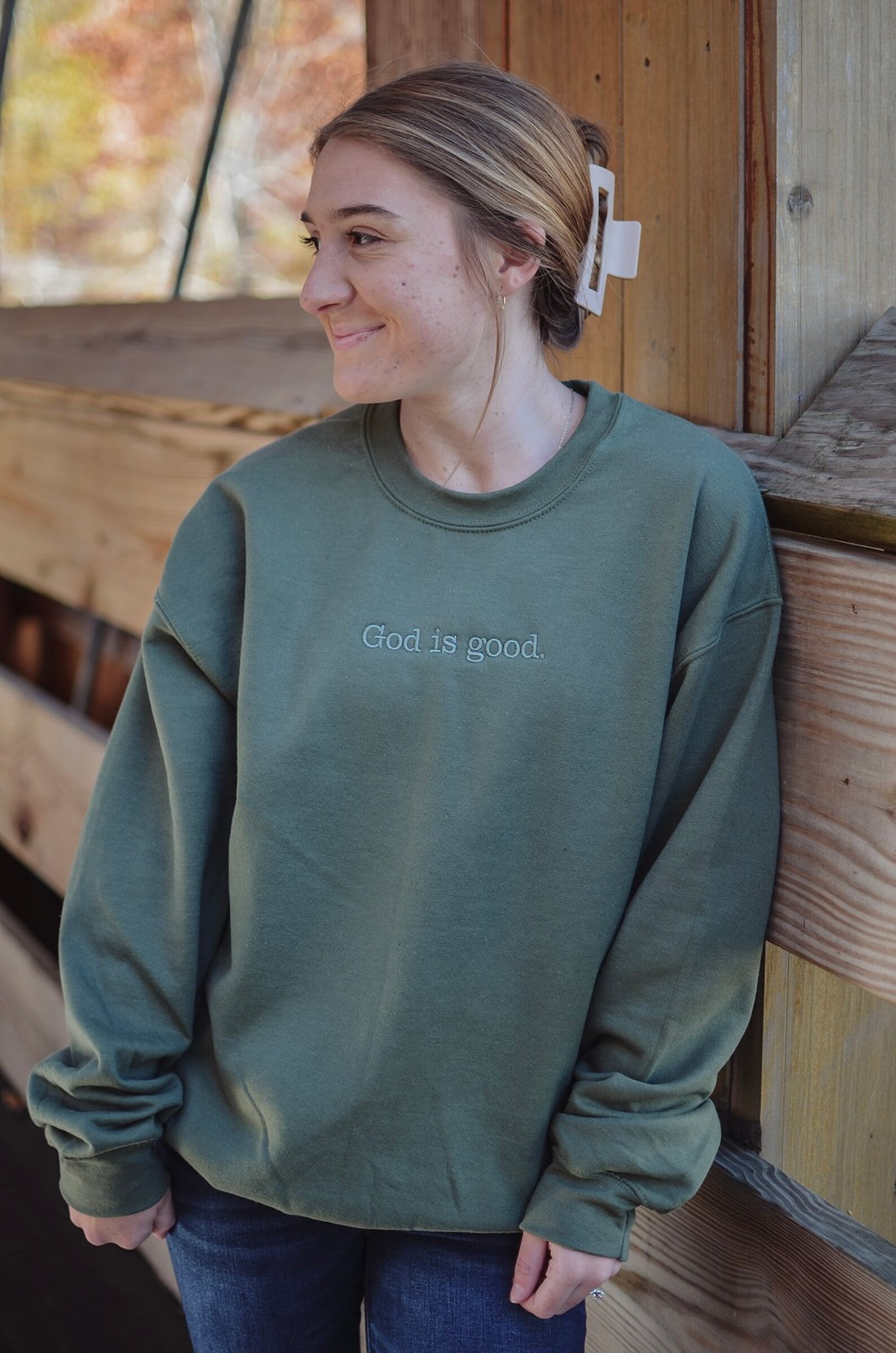 God is Good. Crew Military Green - Etsy