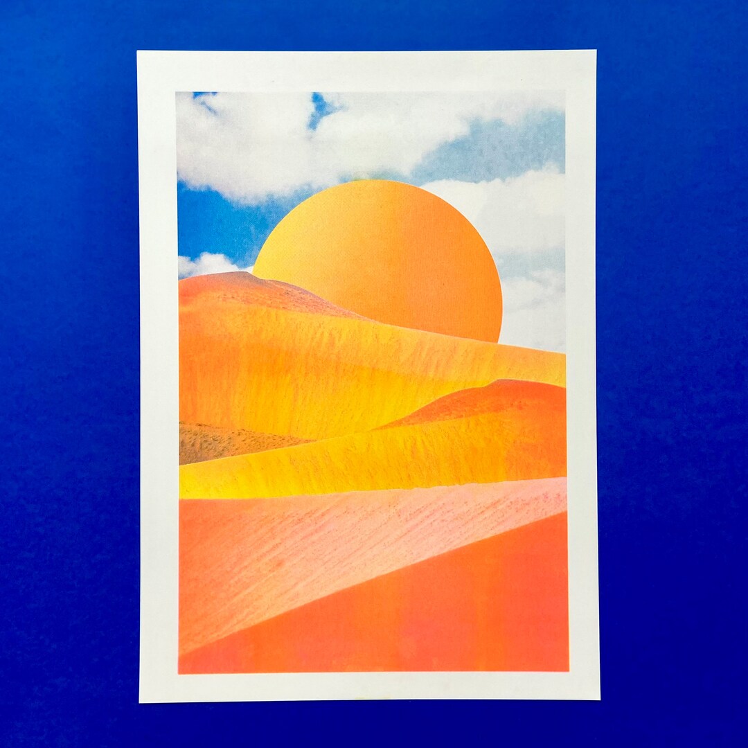 A3 Risograph Print of a Collage Desert Landscape - Etsy
