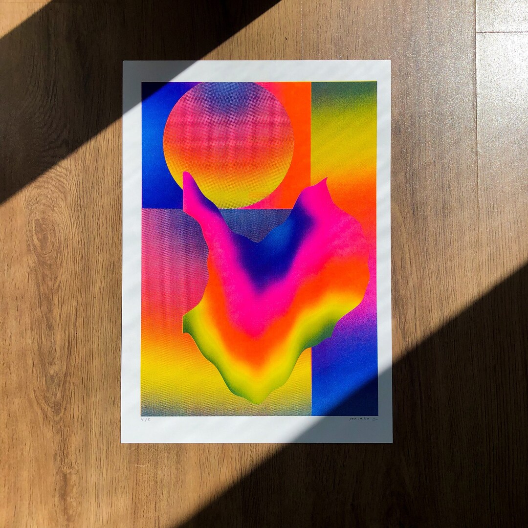 A3 Risograph Print of a Floating Landscape - Etsy