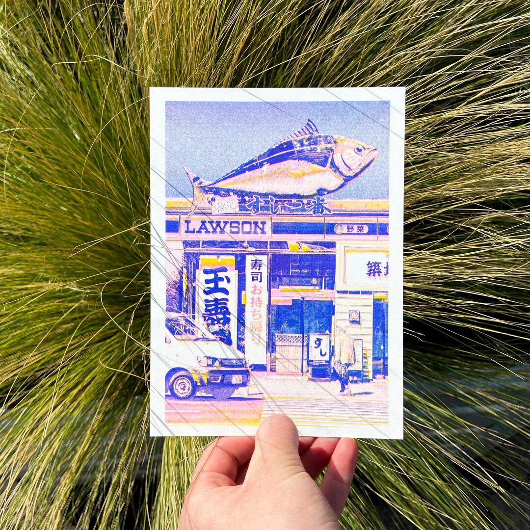 Small Risograph Print of a Pastel Lawson Landscape - Etsy