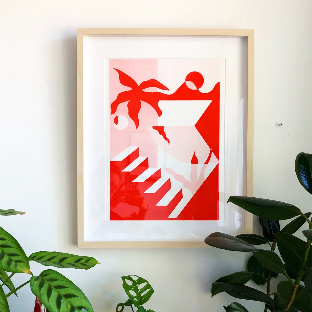 A3 Risograph Print of a Red Forgotten Place - Etsy