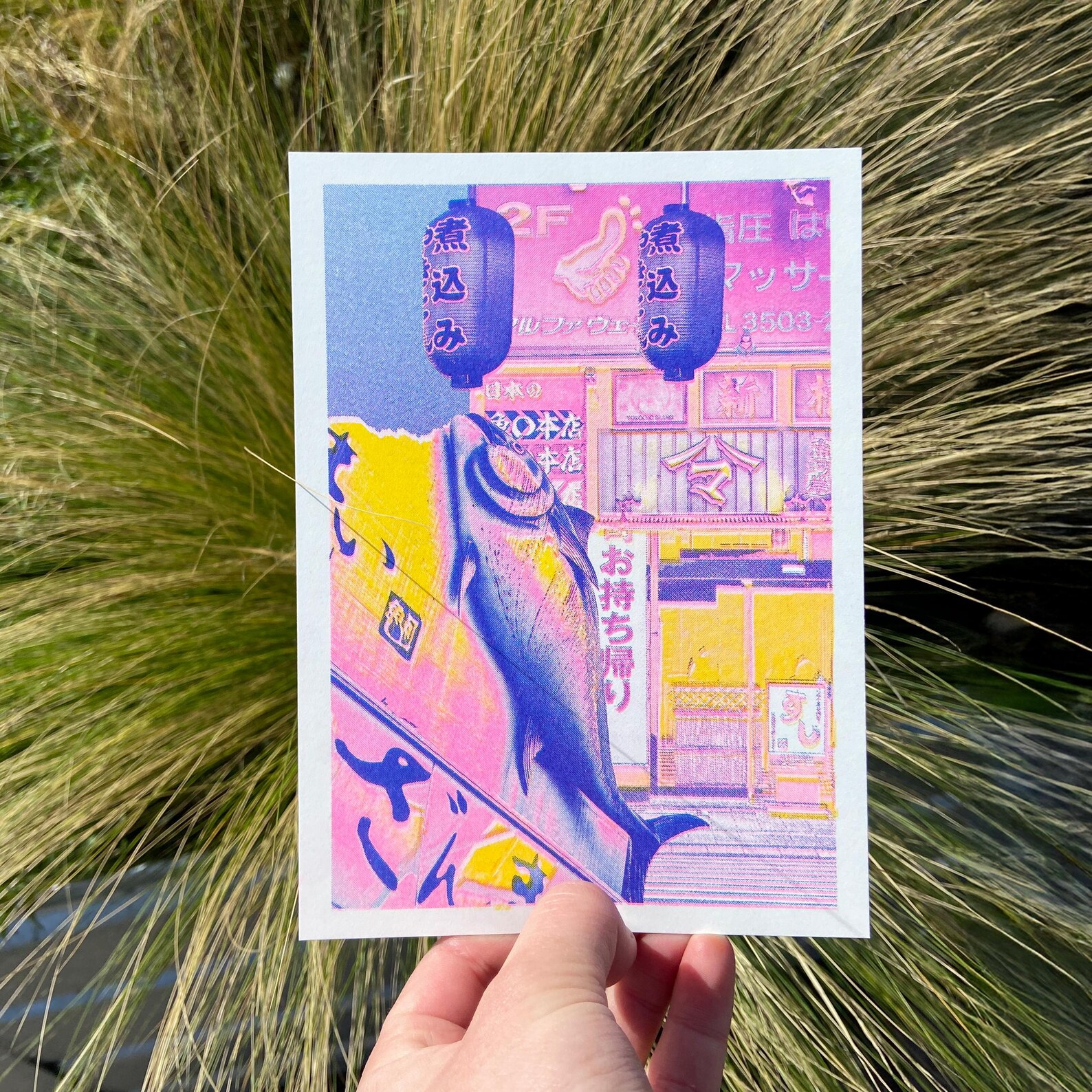 Set of 4 Small Japan Collage Landscape Risograph Prints - Etsy