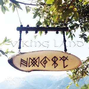 Viking Home Protection Amulet - Norse Runes Wall Plaque - Bindrune Home ...