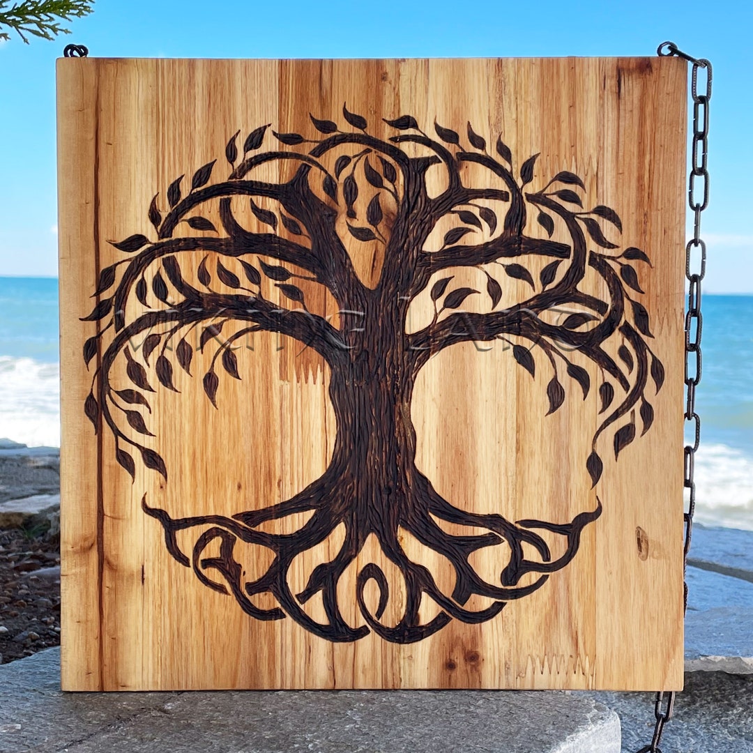 Large Wooden Tree of Life Protection Wall Hanging - Yggdrasil Home ...