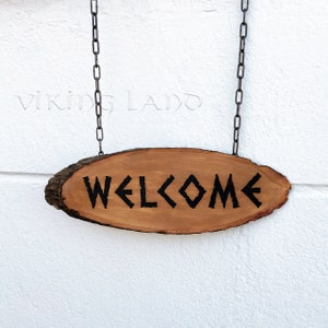Welcome Wall Hanging Wooden Sign - Boho Home Decor - Wooden Wall Plaque ...