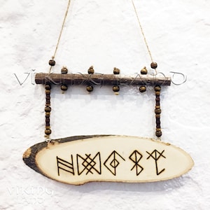 Viking Home Protection Amulet - Norse Runes Wall Plaque - Bindrune Home ...