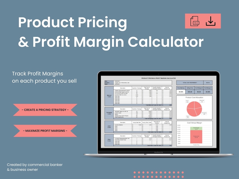 Product Pricing Calculator for Etsy or Other Use, Product Profit Margin ...