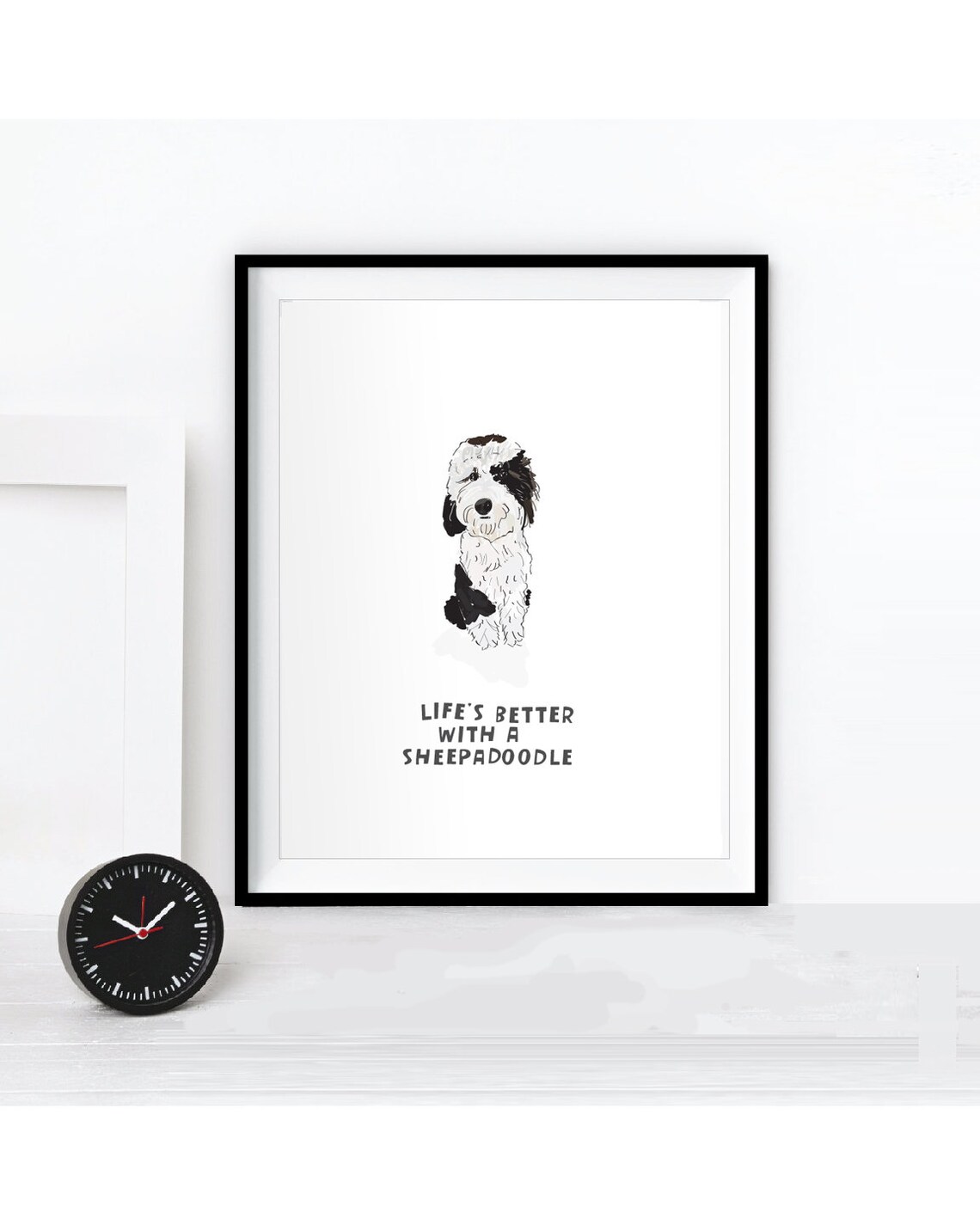 Sheepadoodle Illustration / Doodle Dog Drawing / Pet Lovers | Etsy