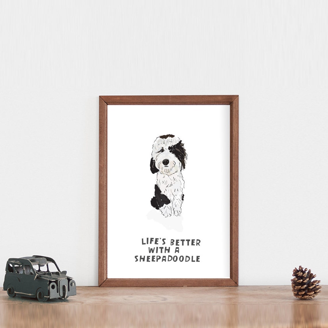 Sheepadoodle Illustration / Doodle Dog Drawing / Pet Lovers | Etsy