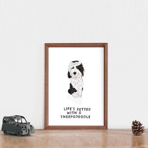 Sheepadoodle Illustration / Doodle Dog Drawing / Pet Lovers Gift / Life ...