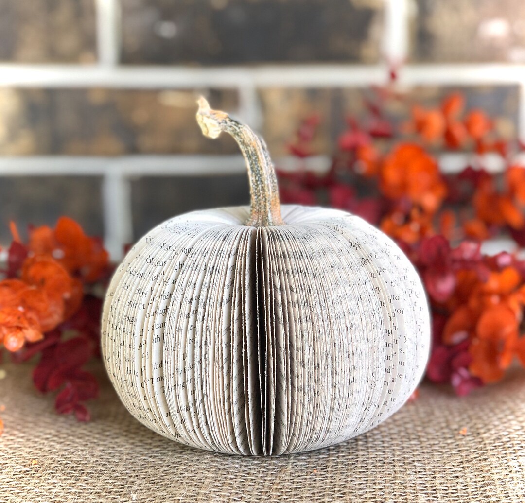 Pumpkin Book Art, Upcycled Book, Teacher Gift, Librarian, Book Lover ...