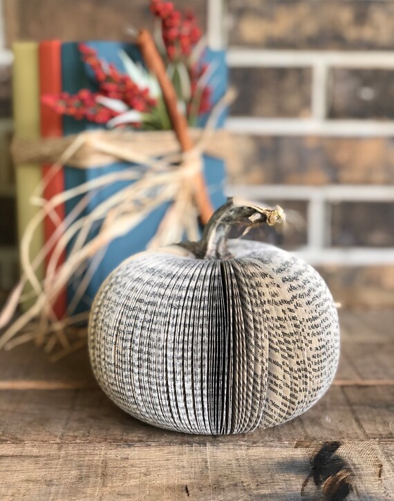 Pumpkin Book Art Upcycled Book Teacher Gift Librarian Book - Etsy