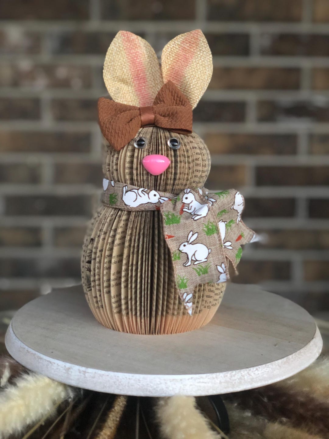 Upcycled Book Art, Easter Bunny, Rabbit, Folded Book Art, Home Decor ...