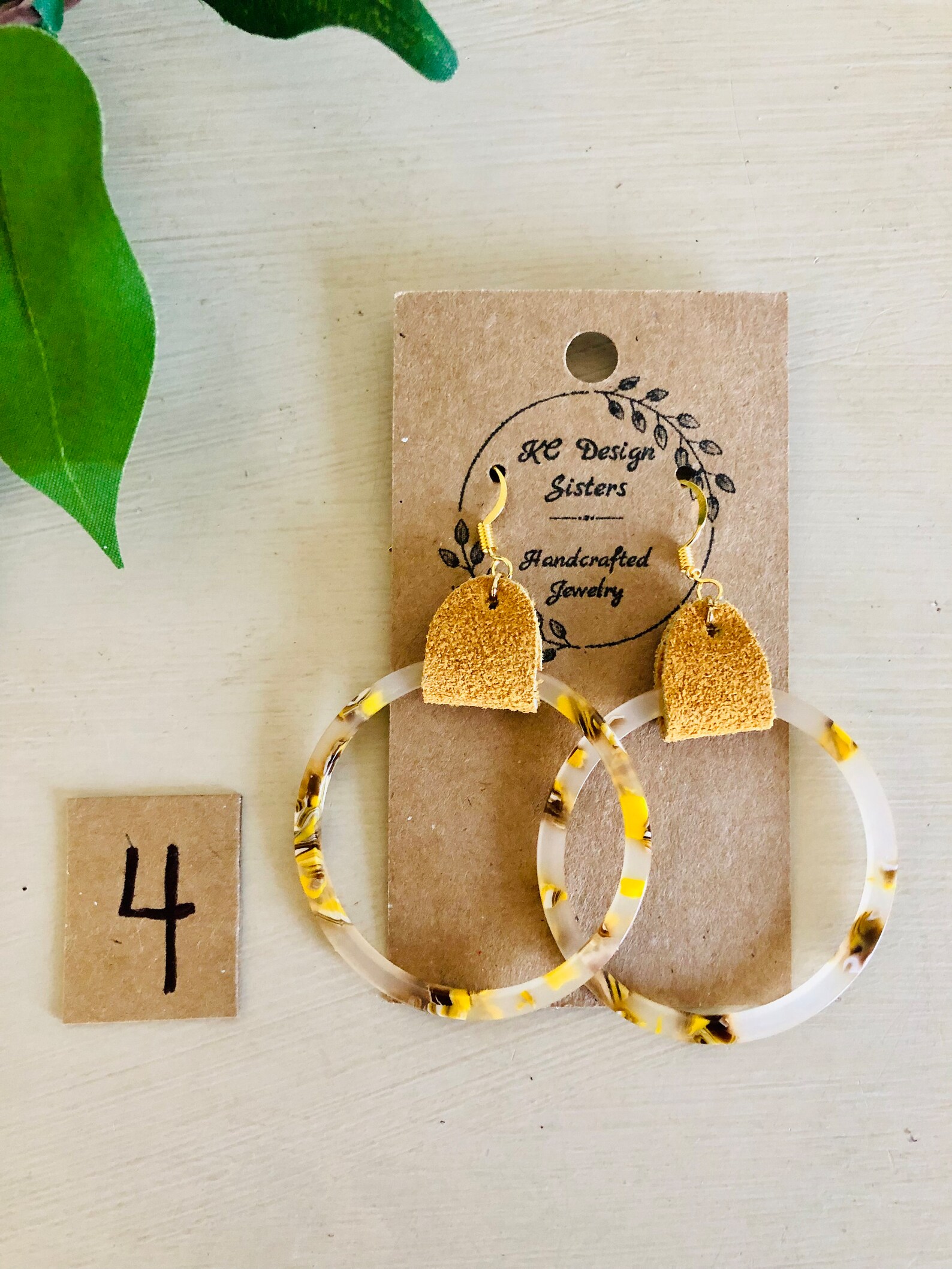 LARGE Acrylic Hoop With Leather, Genuine Leather, Handcrafted, Nickel ...