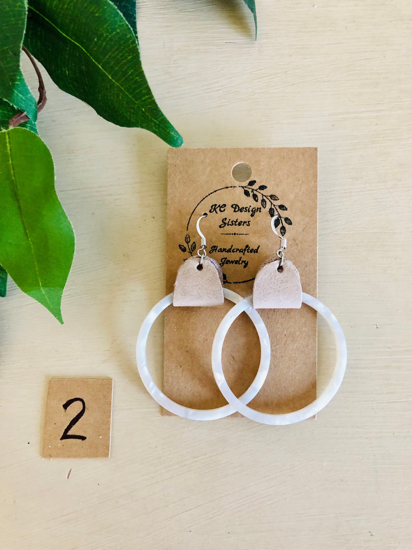 LARGE Acrylic Hoop With Leather, Genuine Leather, Handcrafted, Nickel ...