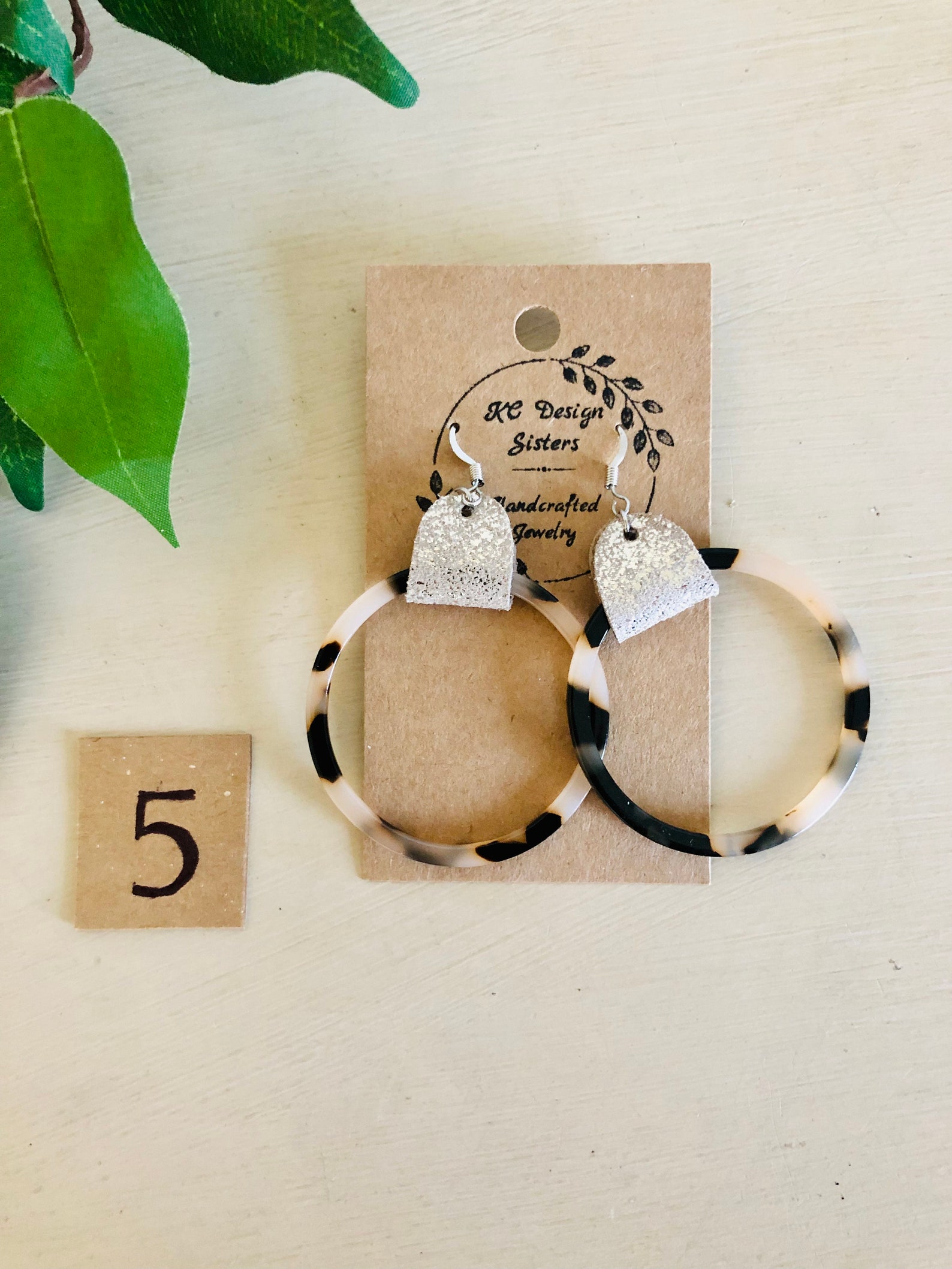 LARGE Acrylic Hoop With Leather, Genuine Leather, Handcrafted, Nickel ...