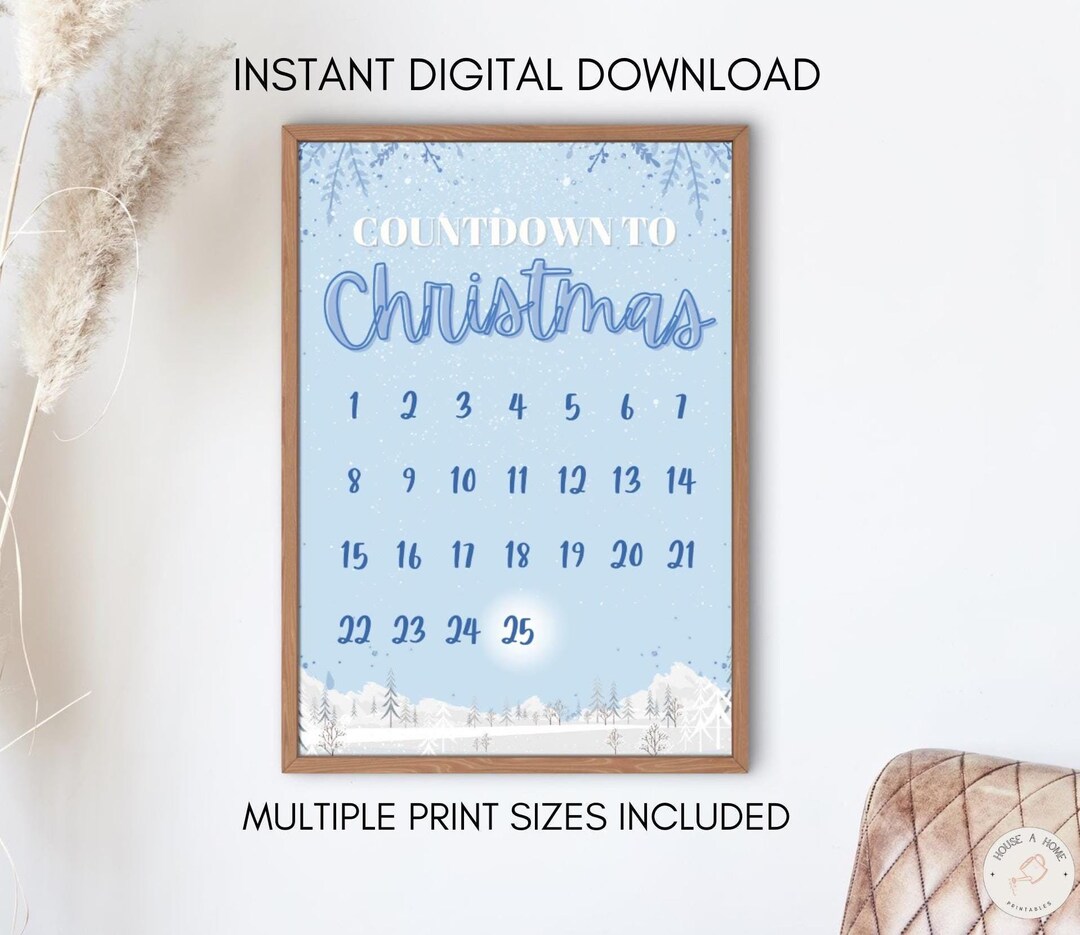 Printable "countdown to Christmas" Poster, Christmas Countdown Wall Art ...