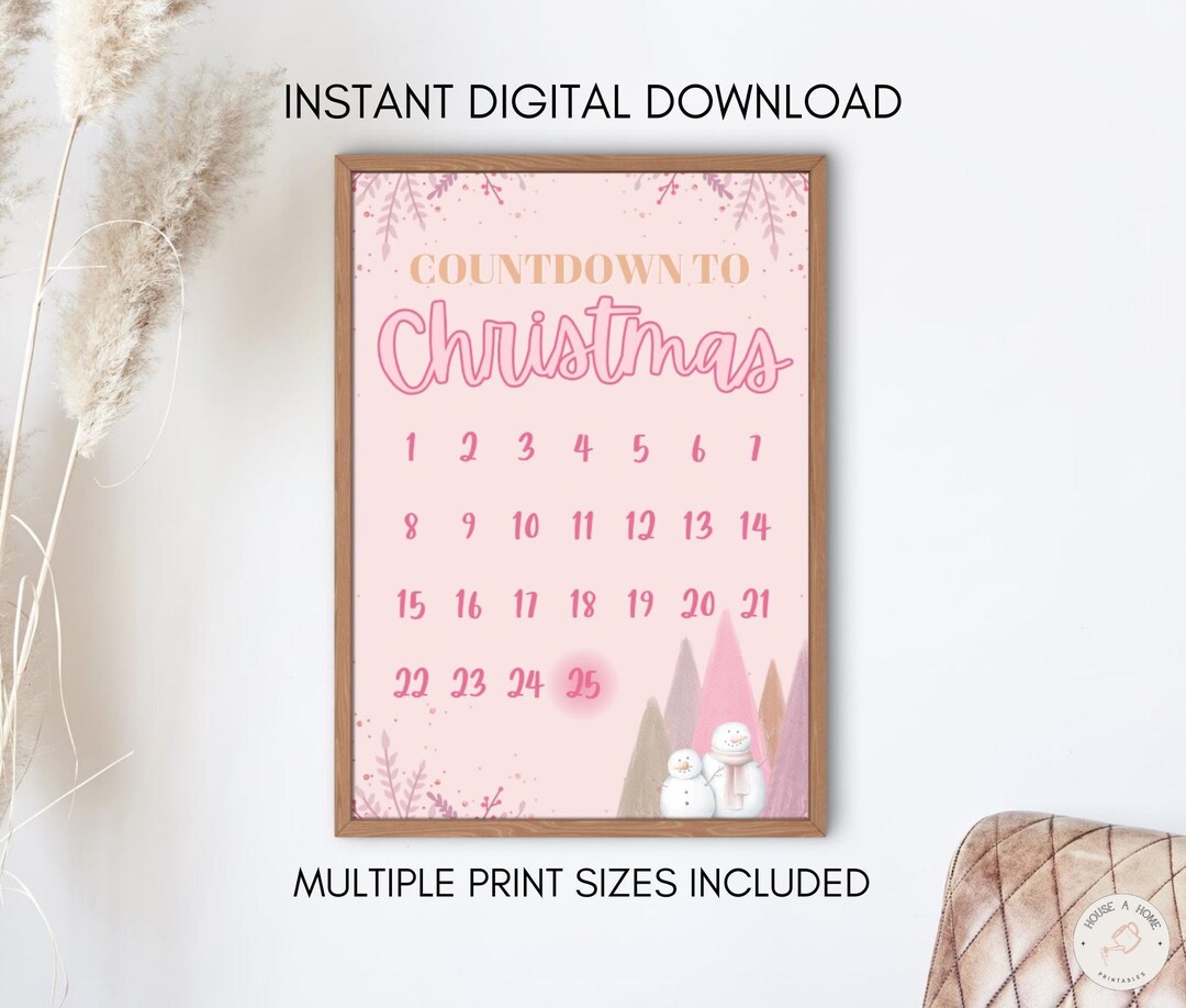 Printable "countdown to Christmas" Poster, Christmas Countdown Wall Art ...