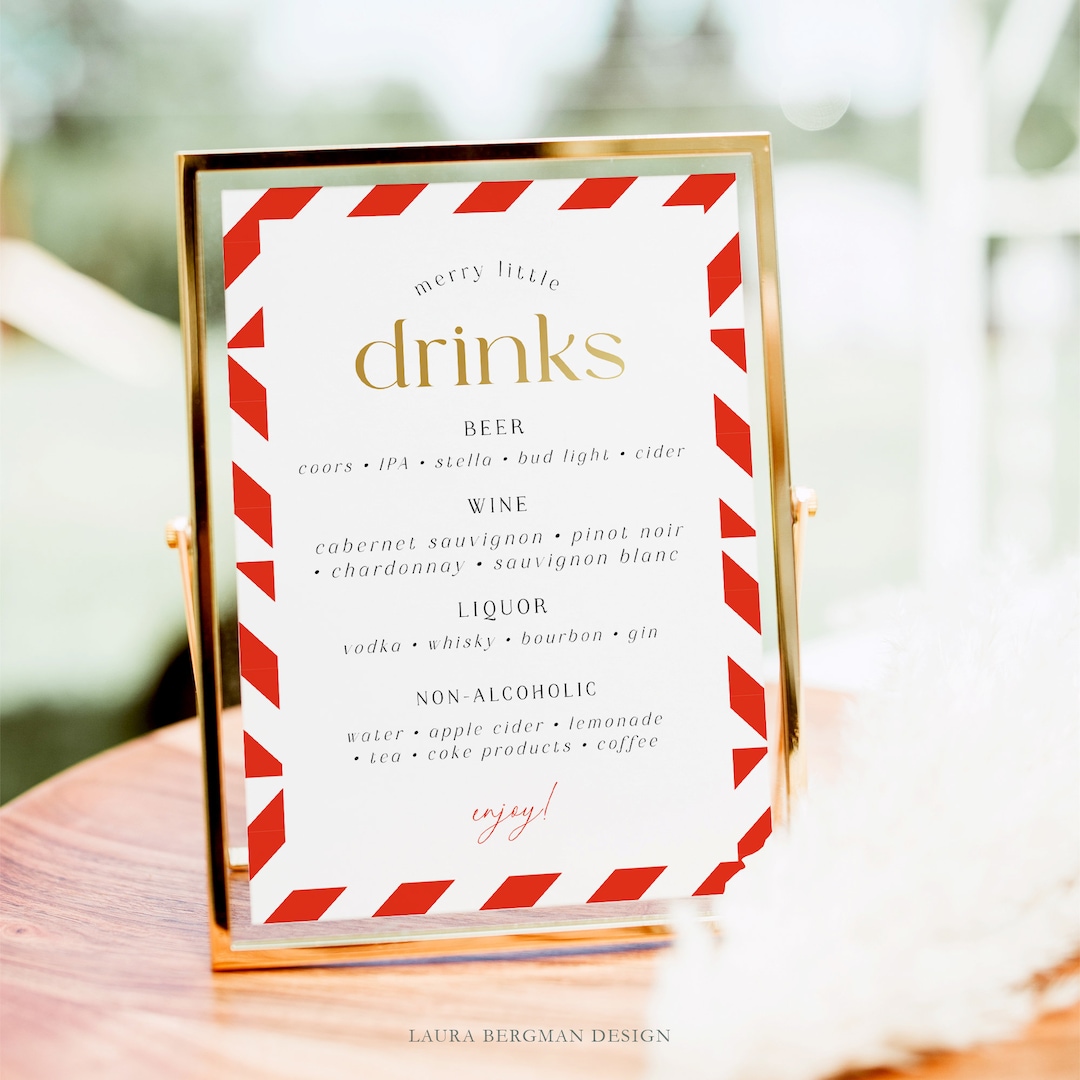 Jingle & Mingle Drink Menu Template, Holiday Party, Holiday Party Sign ...