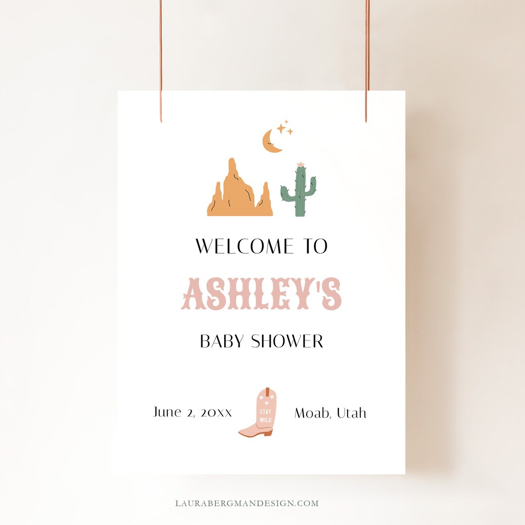 Wild West Baby Shower Welcome Sign Template (digital Download) - Etsy