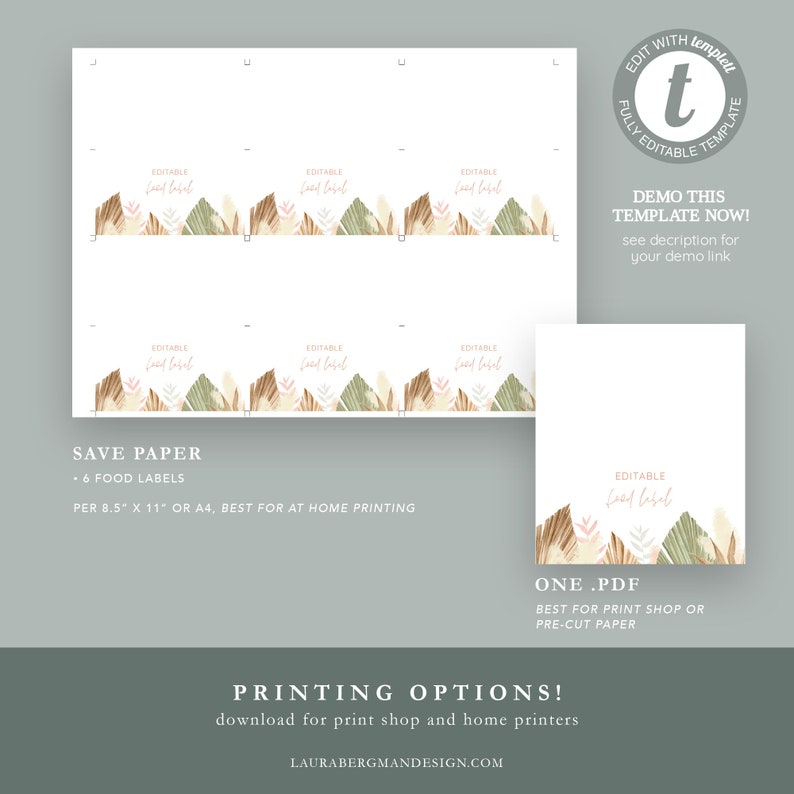 Boho Labels Food Labels Cuisine Cards Instant Download - Etsy