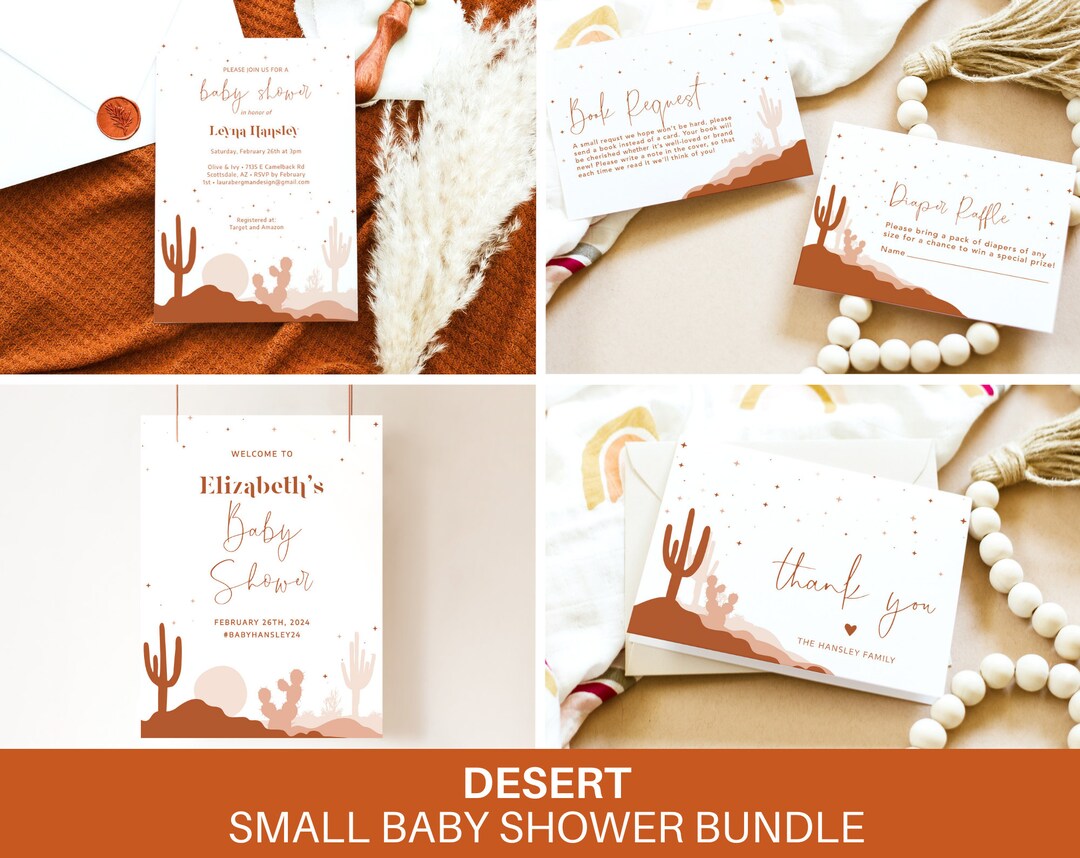 Desert Wedding Invitation Set: Terracotta Cactus Theme (digital ...