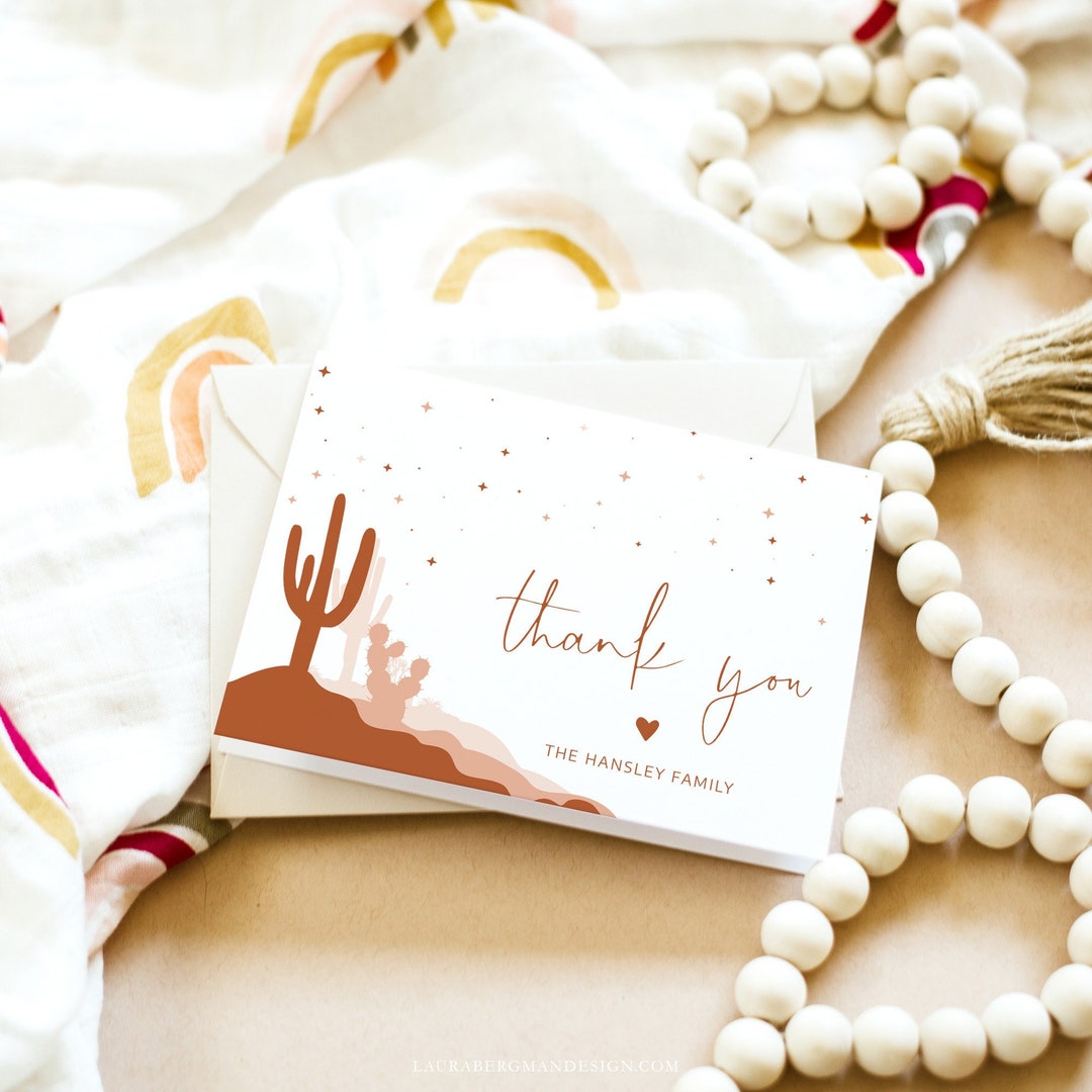 Desert Thank You Card Floral, Folded and Flat Card Options, Thank You ...