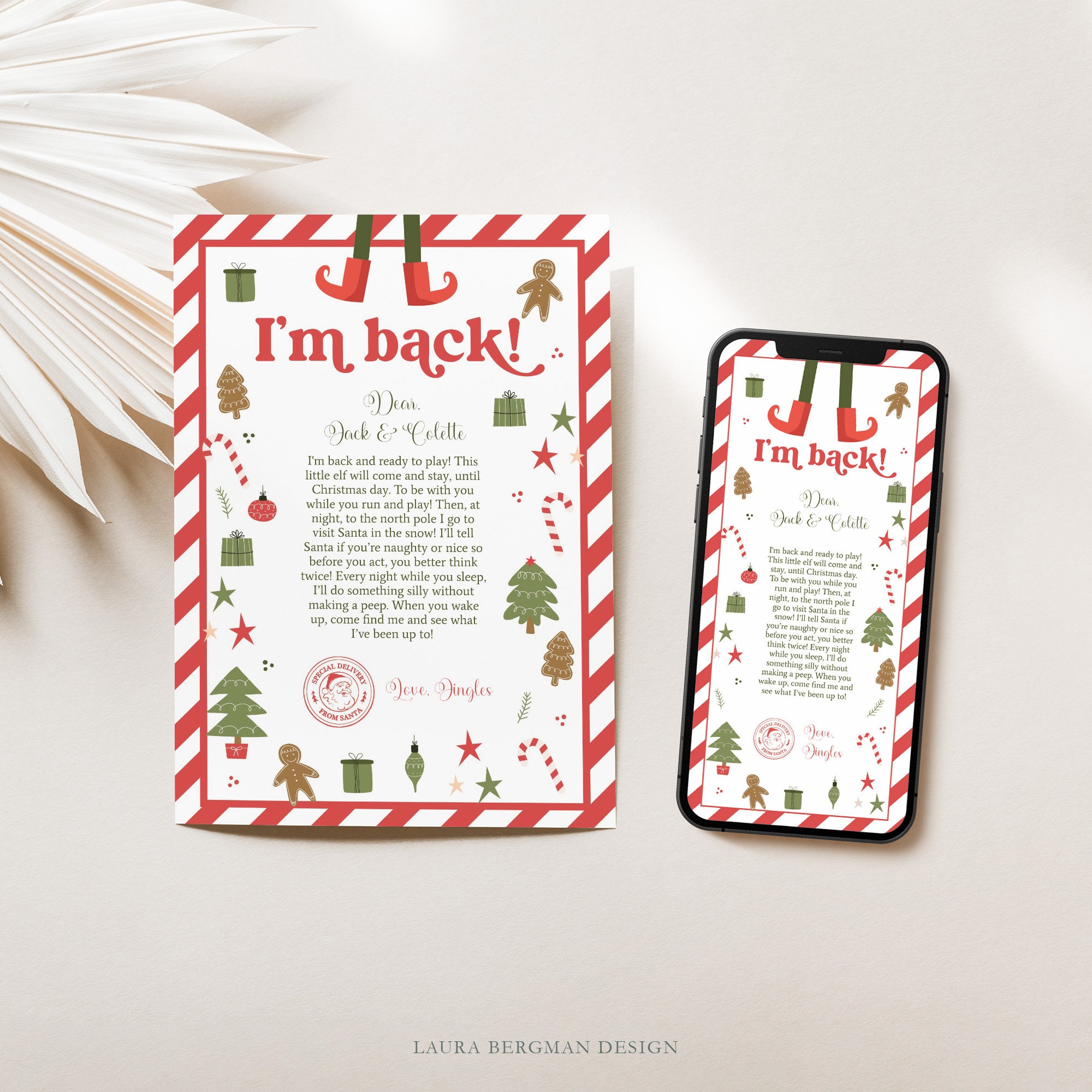 Elf Arrival Letter I'm Back Letter From Elf Holiday Elf Welcome Letter ...