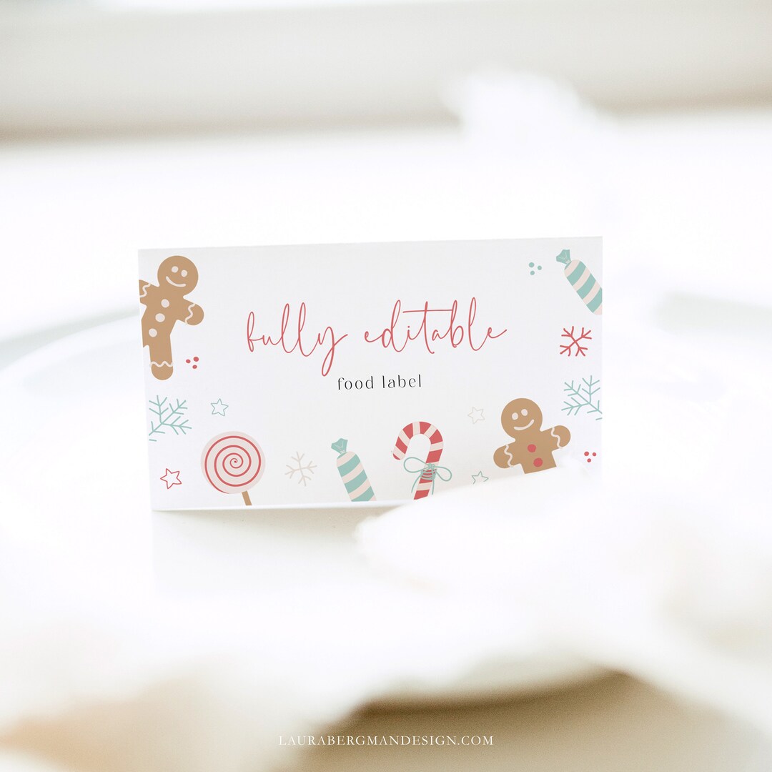 Two Sweet Food Label Folded Sign, Christmas Birthday, Food Labels ...