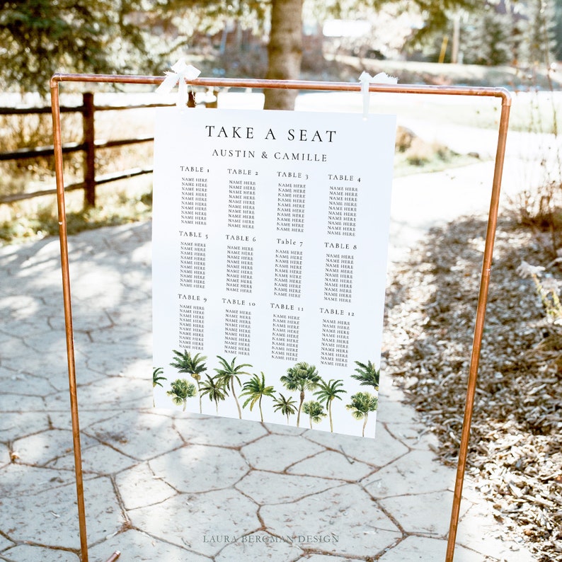 Palm Seating Chart, Poster Seating Plan, Beach Seating Chart, Printable ...
