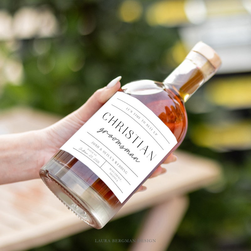 Groomsman label für liquor bottles - Etsy.de