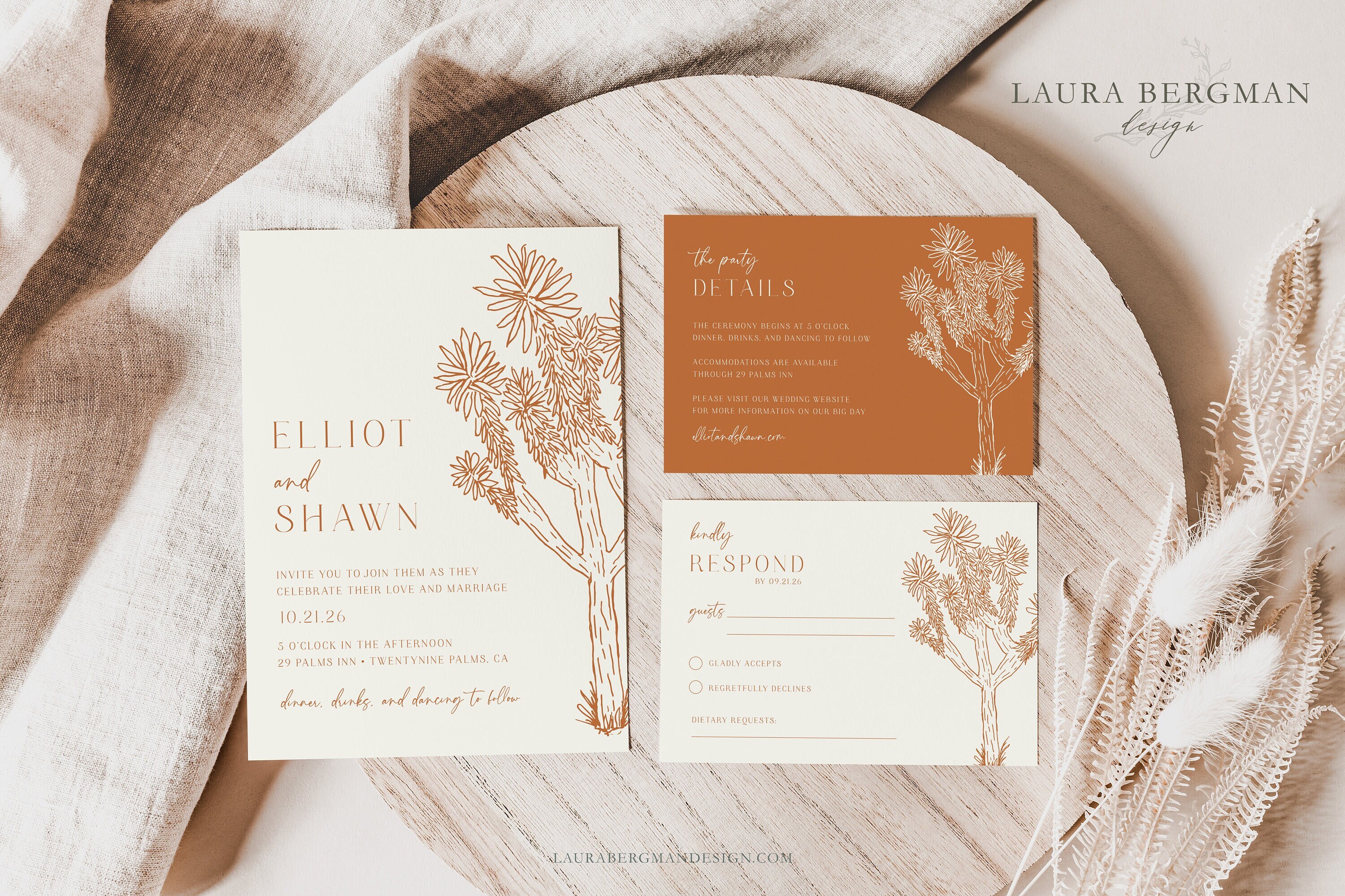 Terracotta Desert Wedding Suite Bundle, Joshua Tree Wedding, California ...