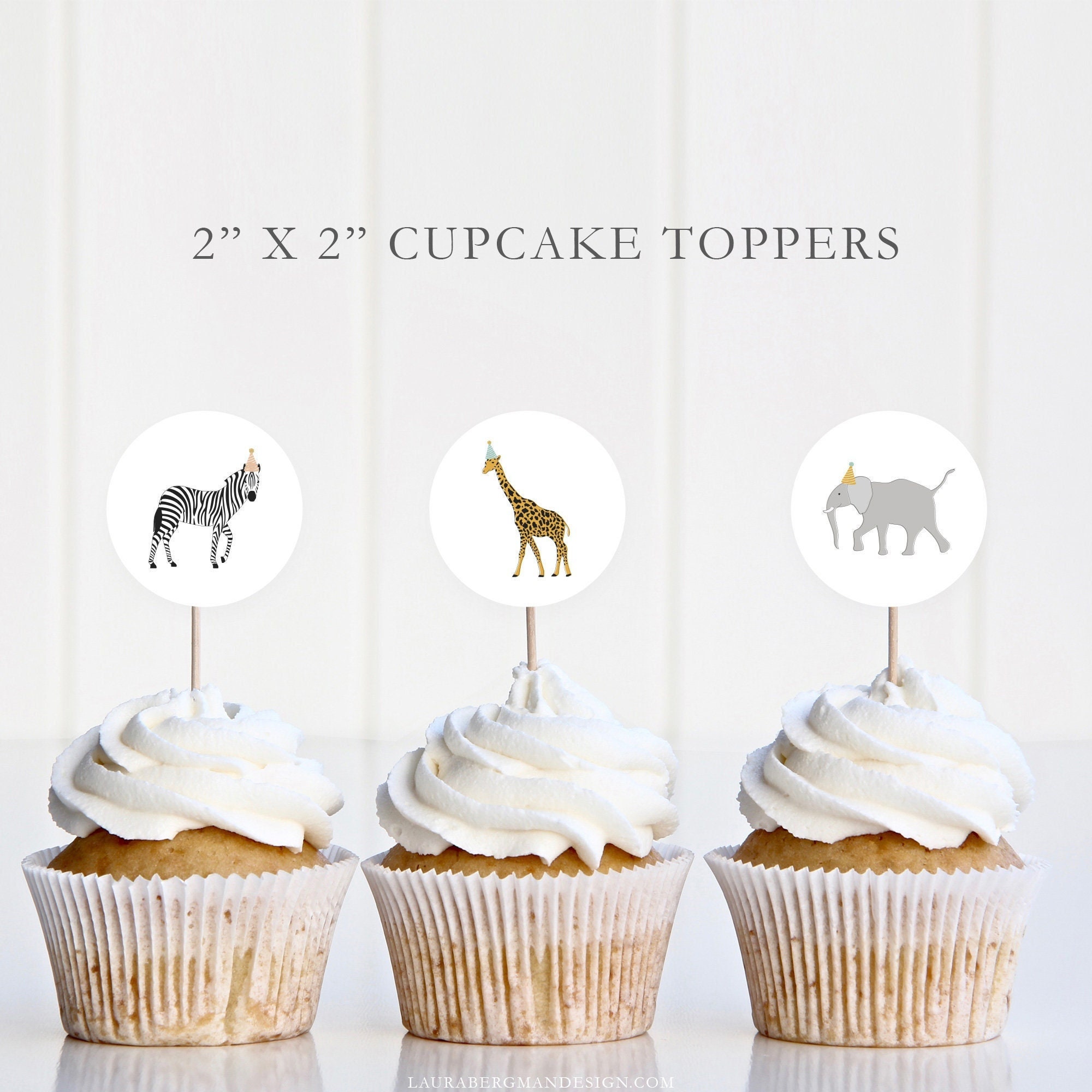 Party Animals Birthday Cupcake Toppers, Party Animals, Zoo Safari ...