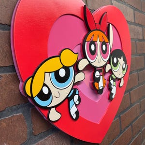 Powerpuff Girls Heart Shaped Wooden Sign - Etsy