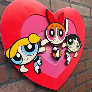 Powerpuff Girls Heart Shaped Wooden Sign - Etsy
