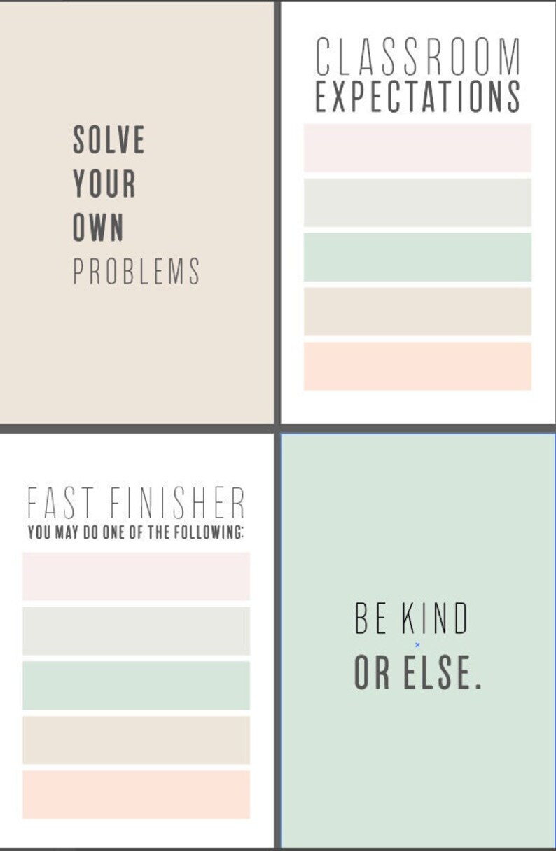 Classroom Expectations Poster Set: Customizable, Fast Finisher - Etsy