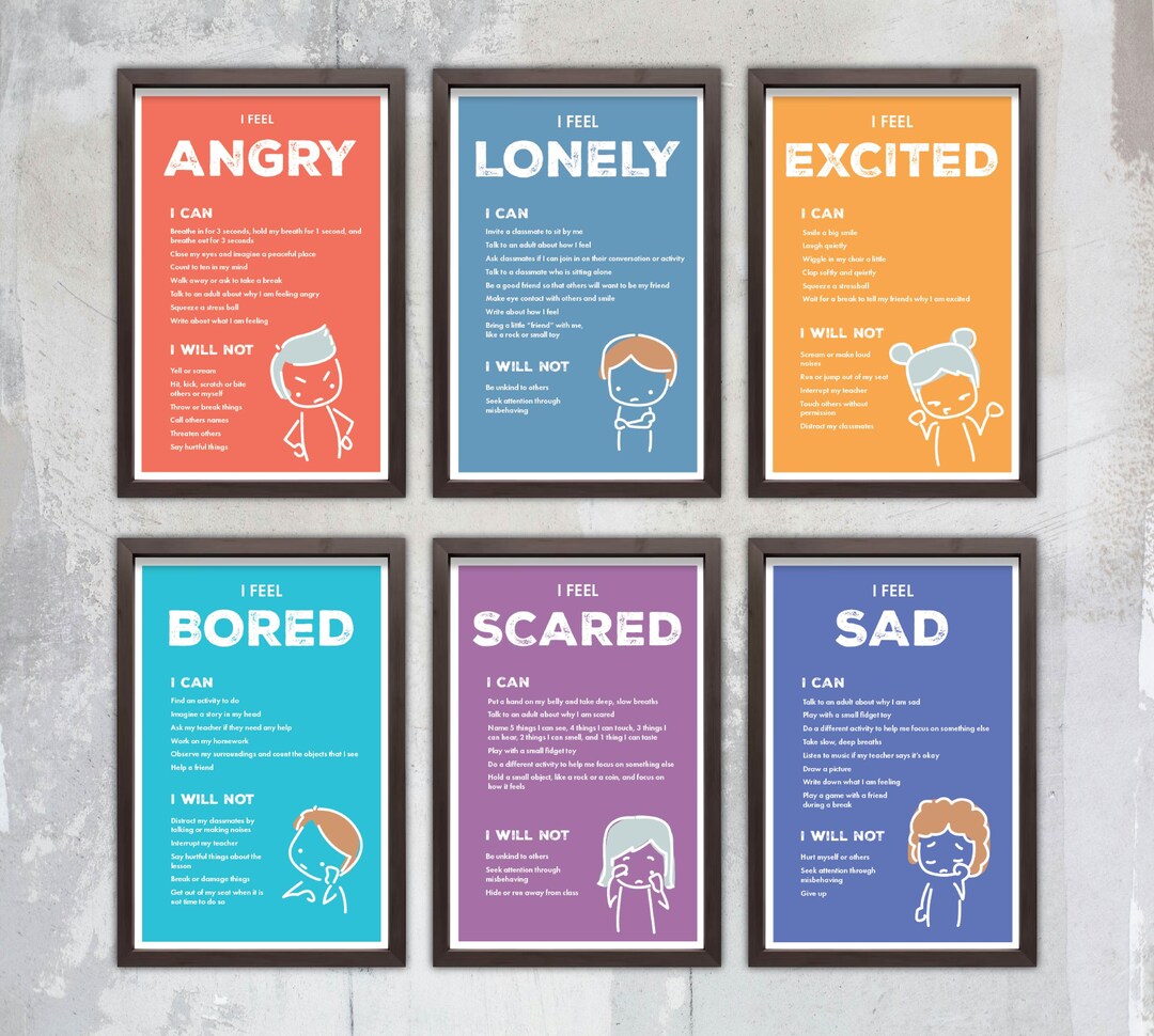 I Feel... Poster Set | Emotional Regulation Skills for Kids - Etsy