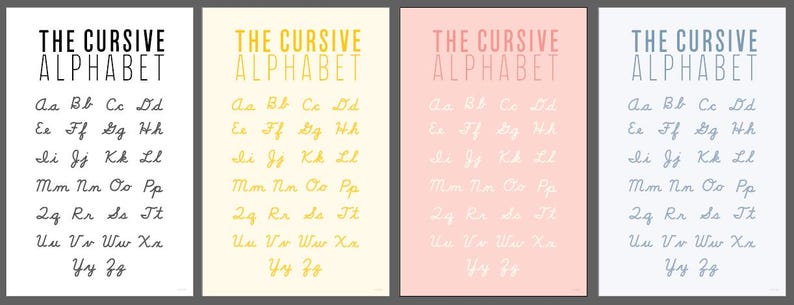 Cursive Alphabet Poster Set: Classroom Cursive Guide (digital Download ...
