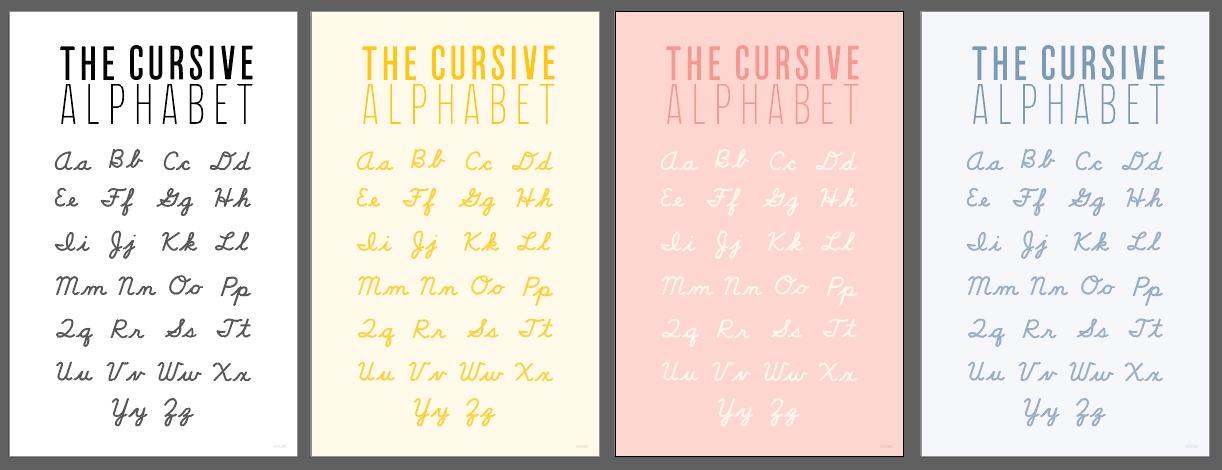 Cursive Alphabet Poster Set: Classroom Cursive Guide (digital Download ...