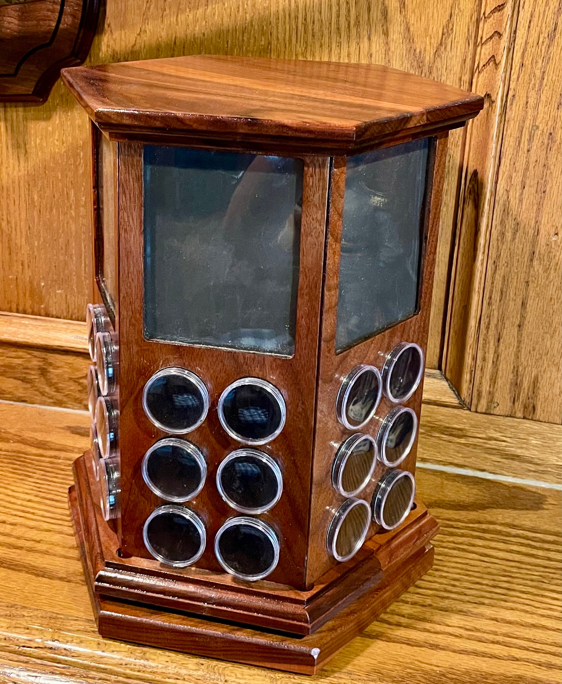 Elegant Innovative Rotating Display Case for Collectibles Like Insignia ...