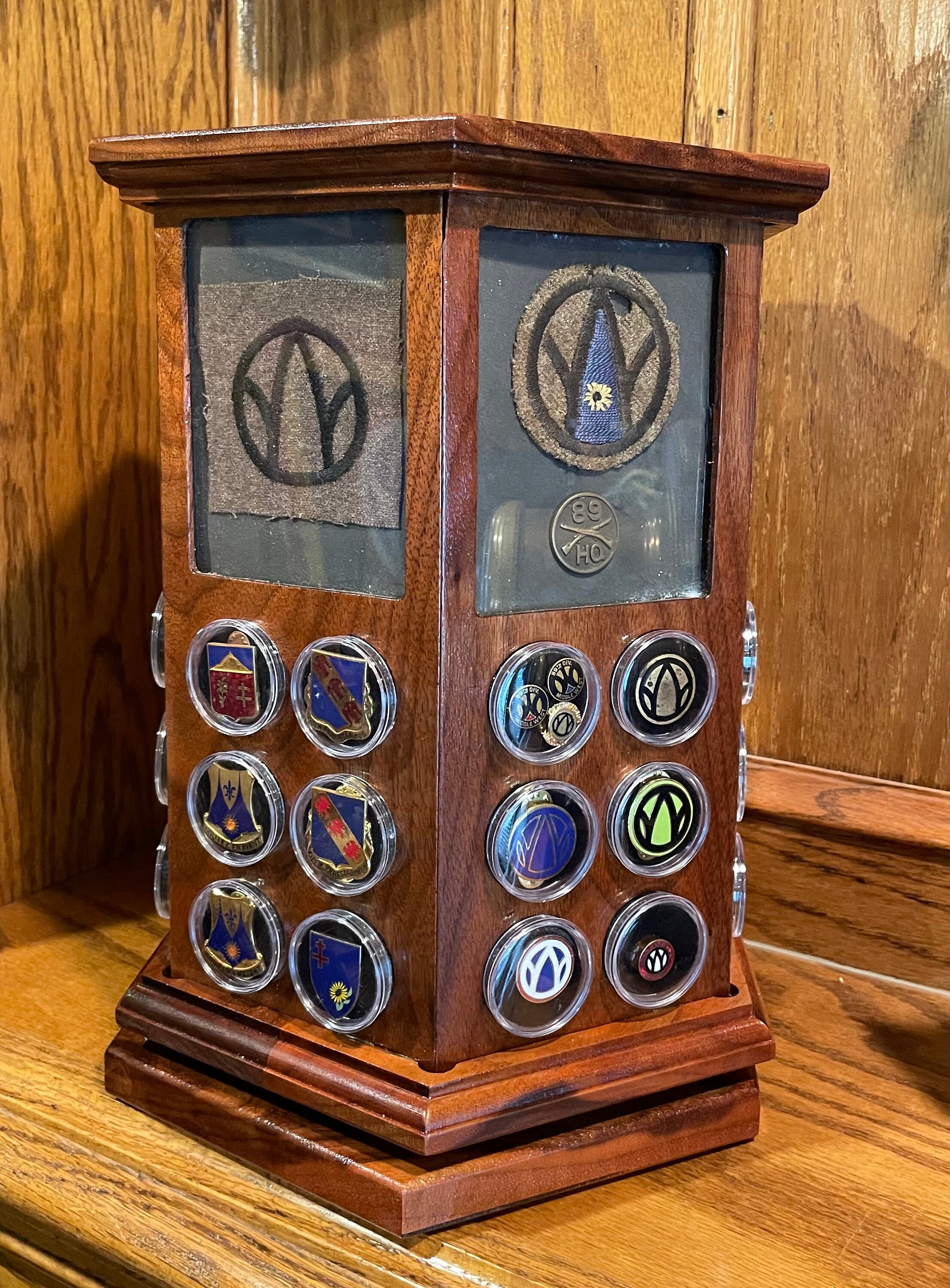 Elegant Innovative Rotating Display Case for Collectibles Like Insignia ...