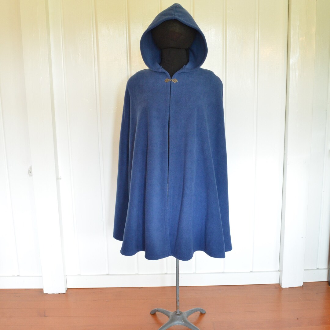Blauwe mantel, Cape met capuchon, MEDIUM Fleece kostuum Cosplay Re ...